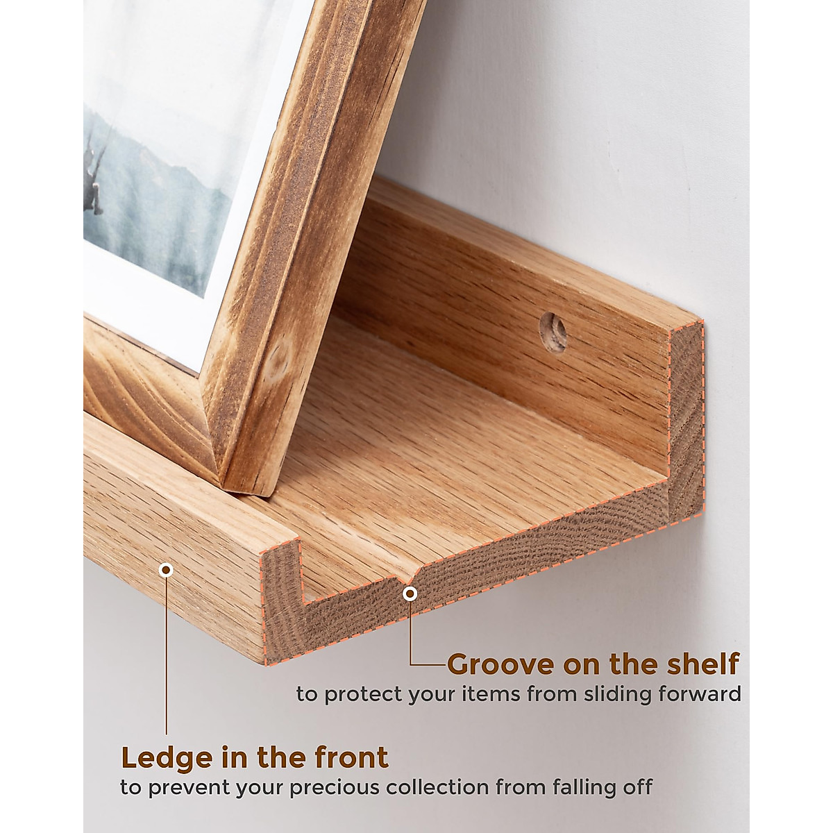 Axeman Oak Floating Shelves 36 Inch Picture Ledge Shelf Set of 2, Solid Wood Shelves with Lip for Wall Decor Storage Bedroom Living Room Bathroom Kitchen, Natural Oak