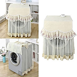 Vosarea Front Door Decor Sunproof Washing Machine Cover 60x60x87cm Automatic Washer Protectors Delicate Washing Machine Cover (Beige) Laundry Machine Cover Replacement Home Decoration