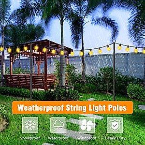 AILBTON 2 Pack 10Ft String Light Poles for Outdoor String Lights, Metal Fork Poles Stand for Patio, Backyard, Deck