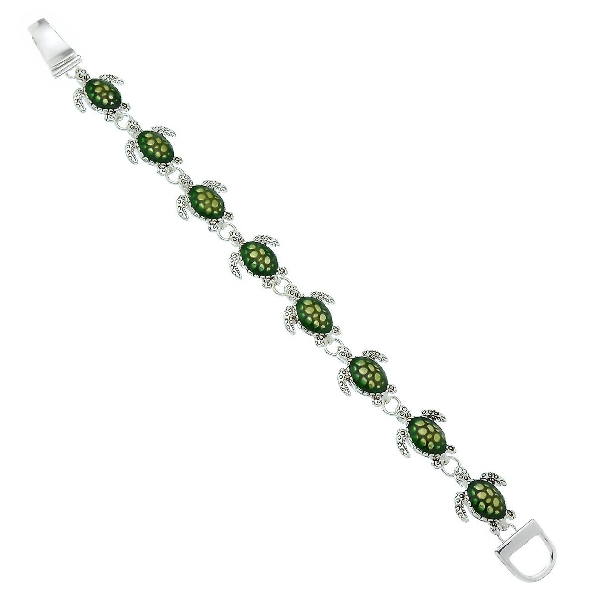 PammyJ Green Sea Turtle Bracelet Silvertone