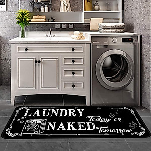 Laundry Room Mat 40''x20'' Farmhouse Laundry Mats Runner Kitchen Rugs Non Slip Floor Carpet for Home Decor Mudroom Rug Black