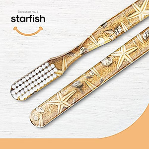 SMYL Toothbrush, Toothbrushes for Adults with Nylon Bristles, Oral Care and Plaque Removal, Day at The Beach Design, Pack of 4