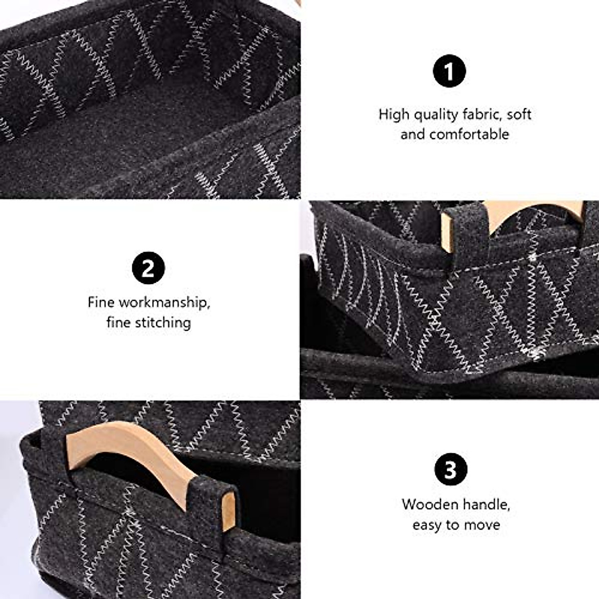 Cabilock Drawer Organizer Collapsible Storage Basket Felt Fabric Baskets Storage Bins Organizer Boxes Containers for Underwear Socks Bra Towel Toiletry Storage Basket with Handles 3 Pcs Shelf Bracket