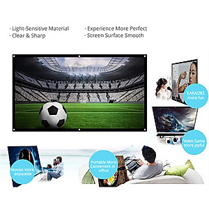 H70 70'' Portable Projector Screen HD 16:9 White Dacron 70 Inch Diagonal Projection Screen Foldable Home Theater for Wall Projection Indoors Outdoors