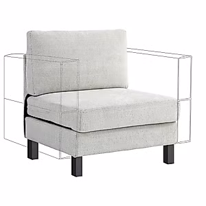 HOMCOM Module for Modular Sectional Sofa, Middle Armless Chair with Wood Legs and Pocket Spring for Living Room, Bedroom, Cream White