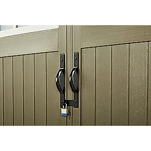 Rubbermaid Resin Weather Resistant Outdoor Storage Shed, 7 x 7 ft. , Faint Maple/Onyx/Sandstone, for Garden/Backyard/Home/Pool