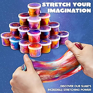 JOYIN Slime Party Favors, 36 Pack Galaxy Slime Ball Party Favors - Stretchy, Non-Sticky, Mess-Free, Stress Relief, and Safe for Girls and Boys - Classroom Reward, Valentine's Day Party Supplies