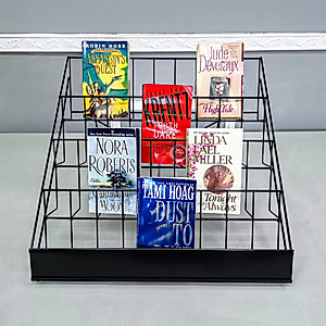 FixtureDisplays® 4-Tiered Greeting Card Rack, Card Display, 18" Wire Rack for Tabletop Use, 2.5" Open Shelves, with Header - Black 119362-Greeting Card-NF-1D