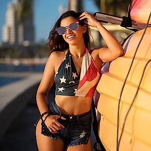 YQVIE Bulk American Flag Sunglasses Retro 90s Style Sunglasses for Men Women Independence Day Party Supplies UV400 Protection (20Pack)