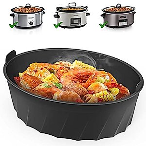 KOCWELL Slow Cooker Liners Compatible for Crock Pot 7-8 QT Oval, Easyjoy for Crock Pot Liners For 7 Quart Oval Slow Cookers, Reusable Silicone Slow Cooker Liner For Crock Pot Insert, Dishwasher Safe BPA Free