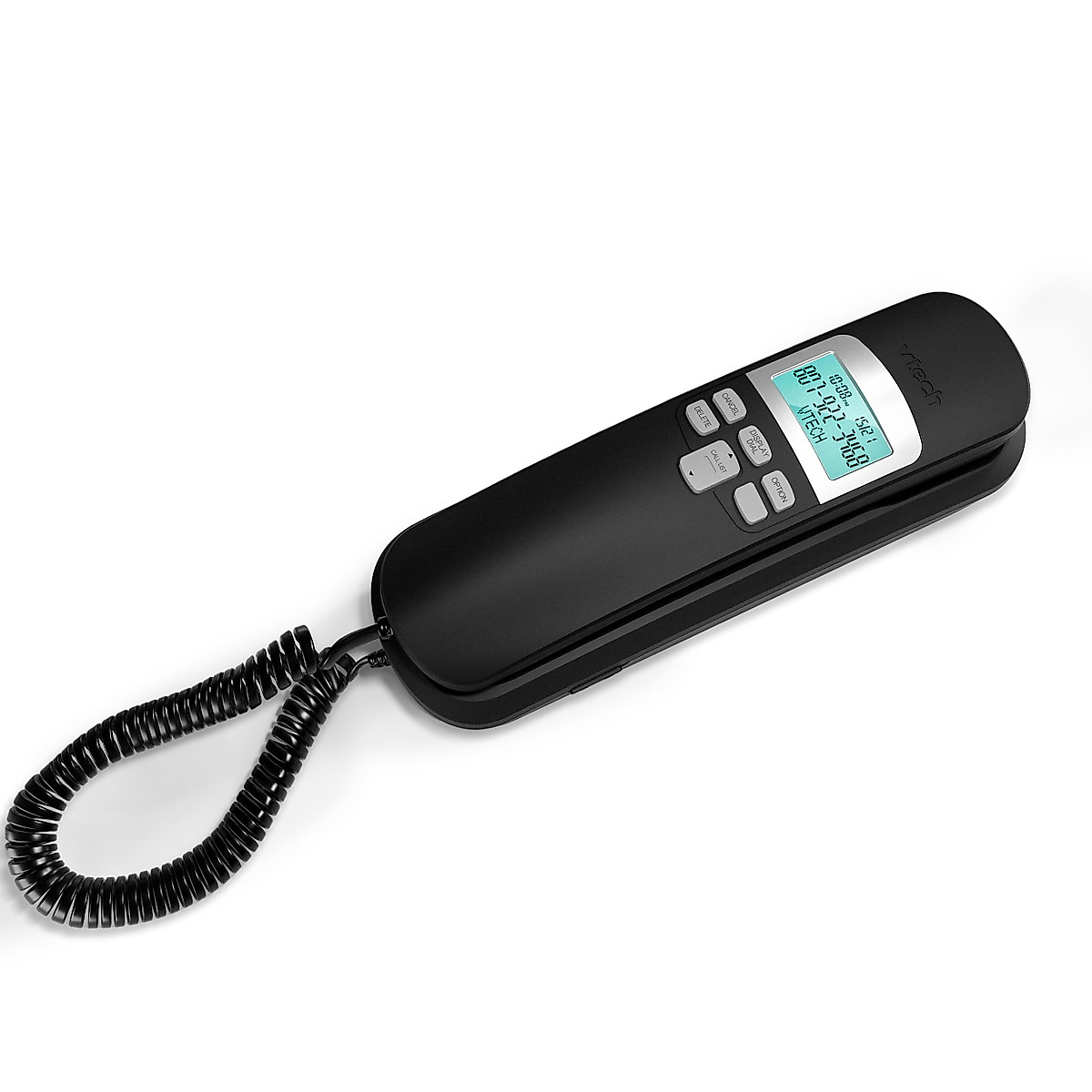 VTech CD1113 Trim style Telephone with Caller ID/Call Waiting, No AC Power Required, Easy-wall-mount, 13 Speed Dial Keys, Last Number Redial, Mute, Flash, Volume Control, Hearing Aid Compatible, Black