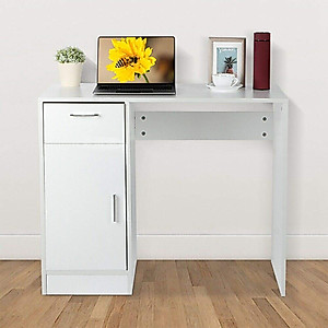 Thaweesuk Shop White Computer Desk PC Laptop Table Study Workstation Home Office w/Drawer Furniture New Particle Board 35.4" L x 15.74" W x 29.5" H