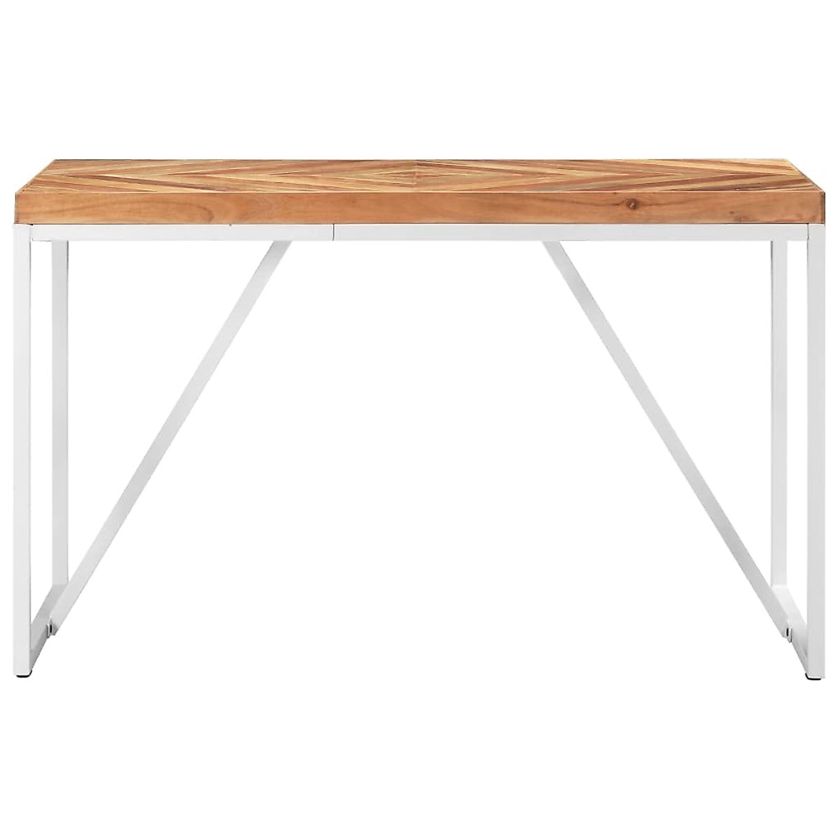 GOLINPEILO Dining Table Solid Acacia and Mango Wood, Kitchen Table of 47.2" x 23.6" x 29.9", Rectangular Dining Table, Industrial Design, with White Powder-Coated Steel Legs -AA
