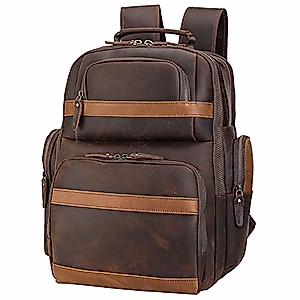 TIDING Leather Backpack 15.6 inch Laptop Backpack Vintage Business Travel Bag Large Capacity Daypacks