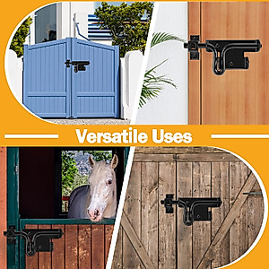 Door Lock Bolt Gate Latch - Heavy Duty Fence Slide Latches Outdoor Doors Latches Hardware Vinyl Gates Locks Black Barrel Bolt Locking Sliding Bolt Latch Padlock Hole for Wooden Fence Yard Shed Barn