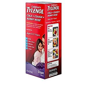 Tylenol Children's Cold + Cough + Runny Nose Oral Suspension, Grape, 4 Fl. Oz