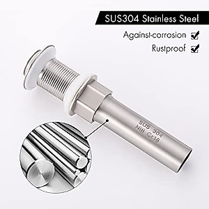 KES Bathroom Sink Drain Without Overflow, Pop Up Drain with Detachable Hair Catcher for Vanity Vessel Sink, Small Cap Brushed Nickel, S2014D-BN