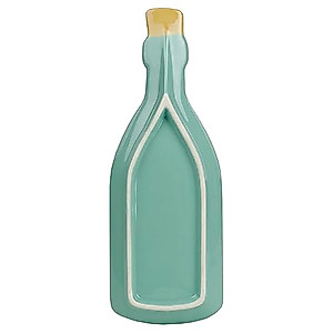 Home Basics Dinner is Poured Wine Shape Ceramic Spoon Rest Cooking Utensils/Ladle/Spatula Holder for Kitchen Countertop/Stovetop/Dinning Table, Teal