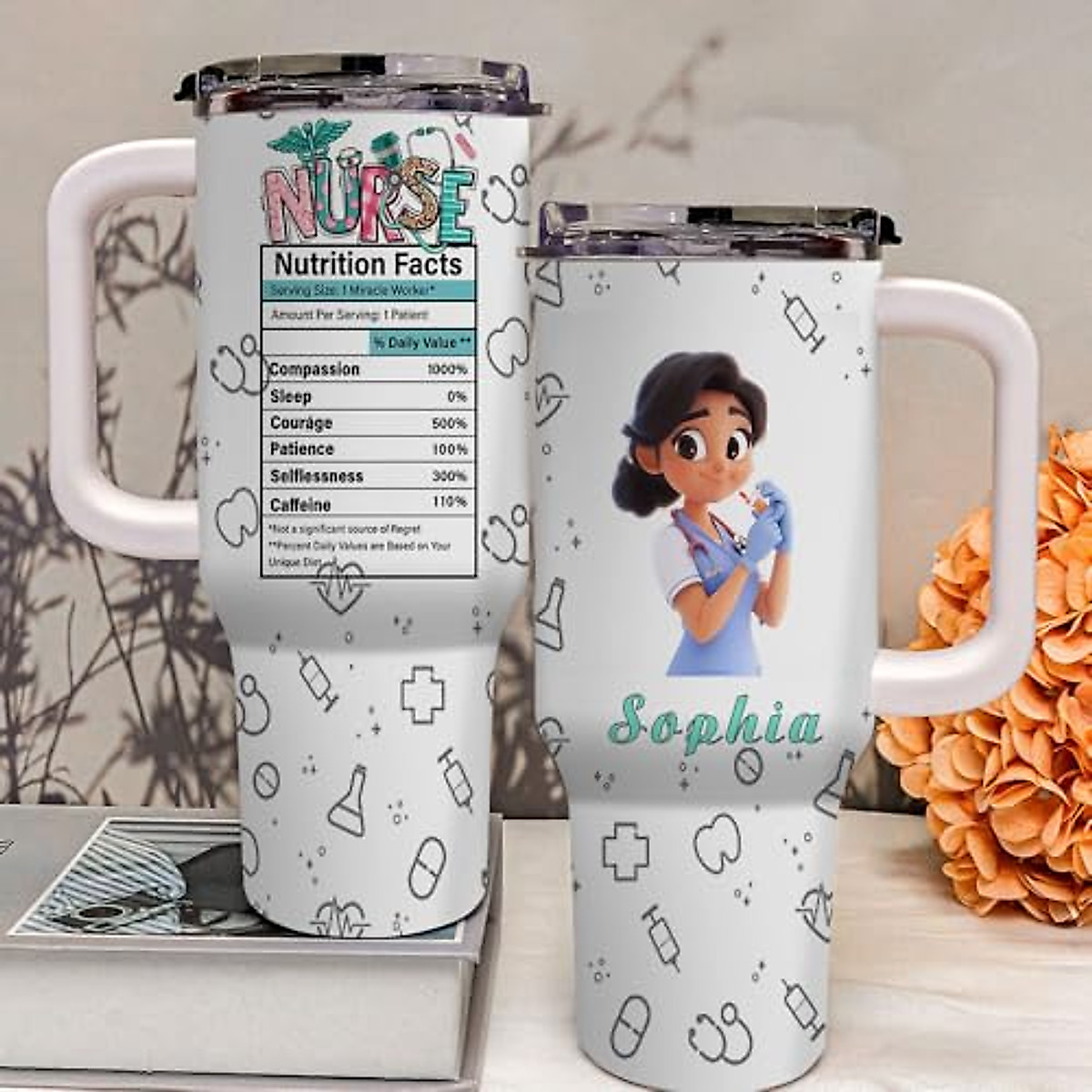 Personalized Nurse Tumbler 40oz -nurse scent analyst-Custom Name Insulated Travel Mug with Handle & Straw, Gift for Nurses, Medical Workers, Appreciation, Mother's Day rCE4Cv