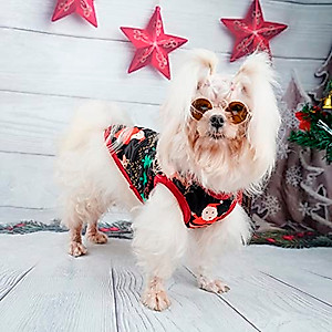 HonpraD Christmas Red Creative Christmas Pet Clothes Christmas Polyester Vest Series Christmas Print Matching Pet Dog Clothes XXS and Retractable Leash Set (Black, M)