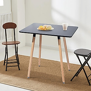 31.5 Inch Square Dining Table for 2-4 People, Modern Functional Table with Wooden Legs for Home Office Kitchen Dining Room Patio Small Spaces, Black