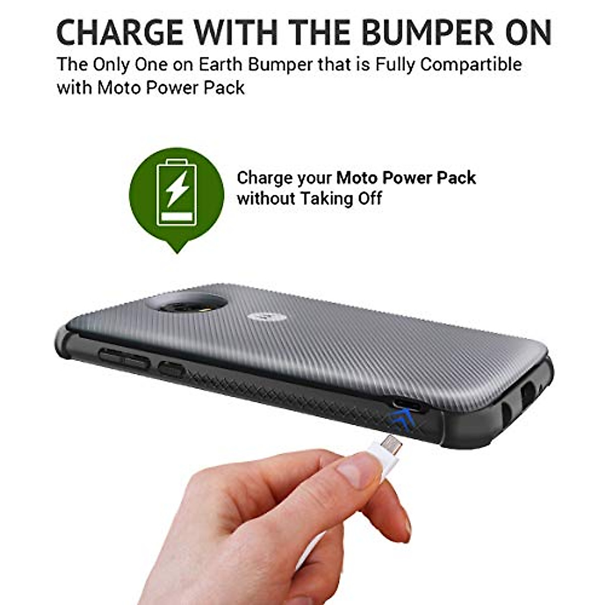 CaseWe - Motorola Moto Z4 Protective Flexible Double Injection Technology (TPU+PC) Bumper Case Cover/Compatible with Moto Mods - All Matte Black