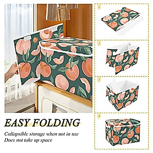 Dark Green Stylish Large Foldable Storage Bins with Handles, Clothes Storage Containers, Closet Organizers, Fabric Foldable Storage Box with Lid for Room Organization, Clothes Storage, Toys Storage