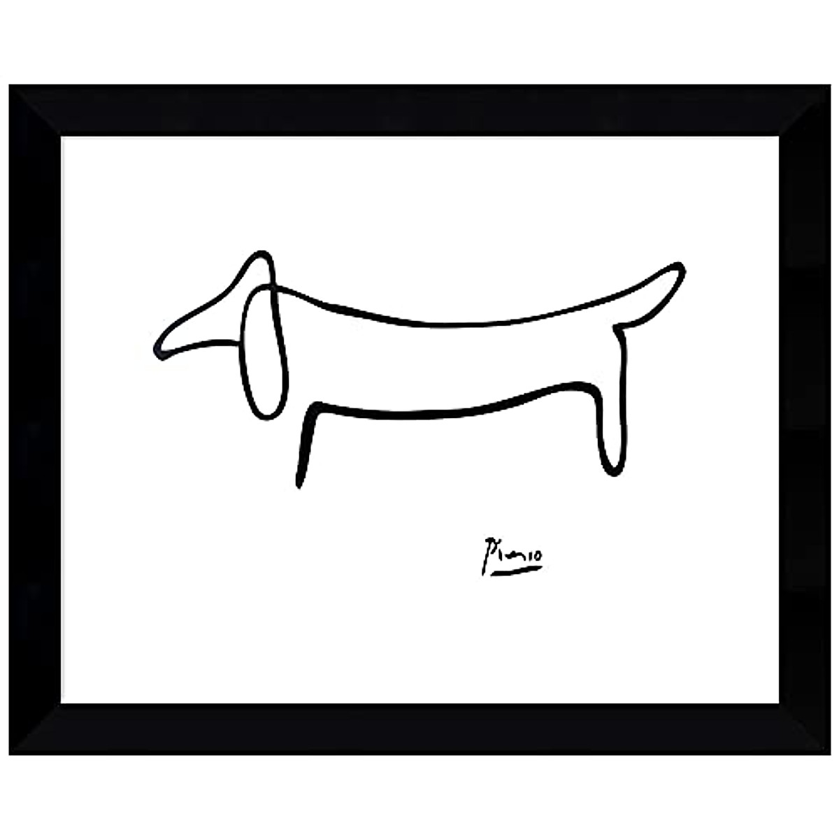 Amanti Art Wood Framed Wall Art Print Le Chien (The Dog) by Pablo Picasso (11 in. W x 9 in. H), Svelte Unique Black Frame - X-Small