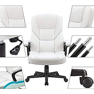 LETREM Office Chair Ergonomic for Lumbar Support Task Swivel,Ergonomic Executive Chair with Arms and Wheels Dining Room Computer Chair Learning Desk Chair Meeting Chair A/White/One Side