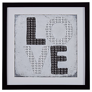 Amazon Brand – Stone & Beam Modern Black and White LOVE Word Art, Black Frame, 22" x 22"