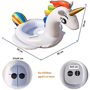 huaanlongus Baby Pool Float,Unicorn Inflatable Swimming Pool Floating Toddler Water Toys Fun for 3 4 5 6 Year Old Boy Girl,Kids Outdoor Party FloatsToy (Large)