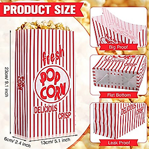 Paper Popcorn Bags 2 oz Popcorn Bags Individual Servings Red and White Striped Popcorn Bags for Popcorn Machine Movie Nights Birthday Carnival Party Supplies (200 Pcs)