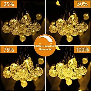 Solar String Lights Outdoor, 60 LED 36ft Crystal Globe Lights With Remote, 8 Modes Waterproof Solar Powered Patio Lights for Weeding, Garden, Lawn, Porch, Yard, Party, Xmas, Home Decor (Warm White)