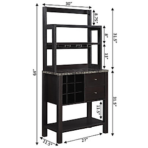 Convenience Concepts Newport Serving Bar, Espresso/Faux Marble