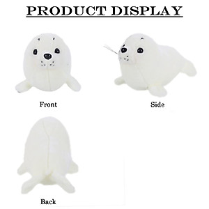 Seal Plush Stuffed Animal White Cute Toy Pillow Kawaii Doll for Kids, 11.8 inch