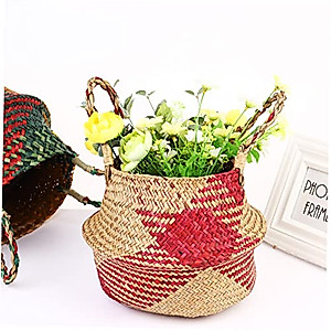 BUGUUYO Arched Flower Basket Bamboo Red