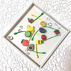 SAMOKA Silicone Straw Cover,10 PCS Straw Tip Cap Reusable Drinking Straw Toppers,Silicone Straw Plugs Reusable Fruit Shape Straw Protector