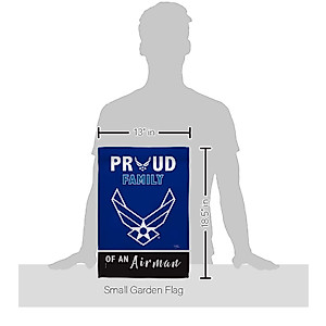 Proud Family Airman Garden Flag - Armed Forces Air Force USAF United State American Military Veteran Retire Official - House Decoration Banner Small Yard Gift Double-Sided Made In USA 13 X 18.5