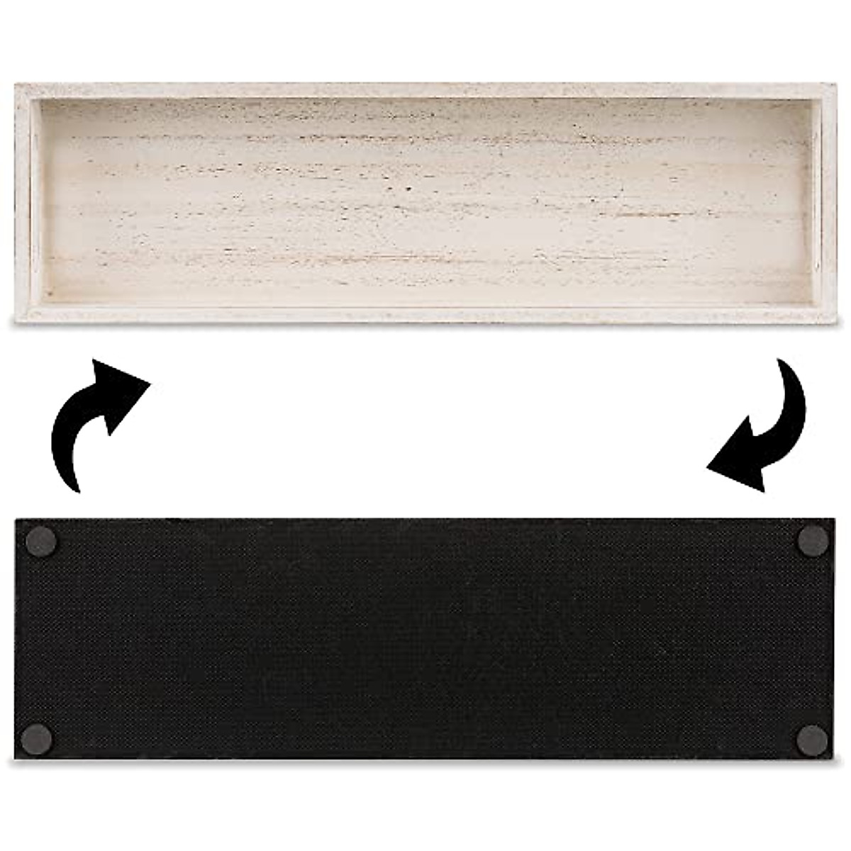 Hanobe Decorative Wooden ServingTray: Rustic Long Narrow Centerpiece Farmhouse Wood Candle Holder Trays with Cutout Handles Rectangular Coffee Table Tray for Living Room Kitchen Home Decor, White