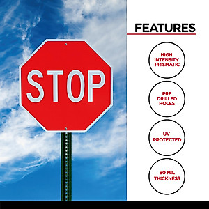 OLANZU Stop Sign 30 x 30 Inches - High Intensity Prismatic Aluminum - UV Protected and Weather Resistant - Honeycomb Reflective Stop Signs Traffic - Waterproof and Rust Free Metal Stop Sign