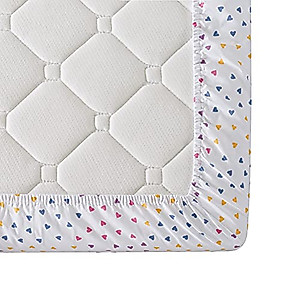 Hearts & Rainbow Crib Bedding Set - 3-Piece, Includes Quilt, Fitted Crib Sheet, and Changing Pad Cover - Rainbow Baby Crib Bedding, Farmhouse Nursery Décor, Baby Room Decorative Set for Girls