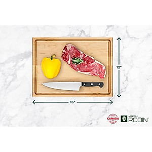 MAISON RODIN Large Wood Cutting Board 16"x12"x3/4", Canadian Maple Wood, Carving & Chopping Wooden Board with Juice Groove, Made in Canada, Charcuterie boards, Kitchen Essentials