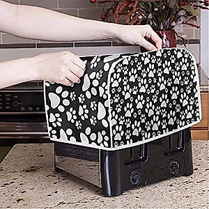 SEANATIVE Novelty Dog Paw Pattern Toaster Cover 4 Slice,Small Appliance Cover for Kitchen Bread Toaster Oven Dust Cover Fingerprint Protection