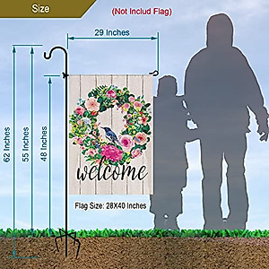 Luckupper Large Garden Flag Holder Stand Pole for 28 x 40 with Shepherd Hook,62 Inches Heavy Duty Yard Flag Post Stake for Outside