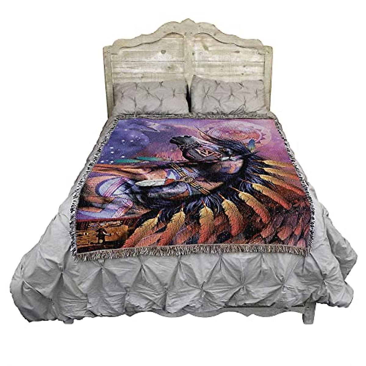 Pure Country Weavers Shaman Blanket by Laurie Prindle - Native American - Horse Lover Gift Tapestry Throw Woven from Cotton - Made in The USA (72x54)