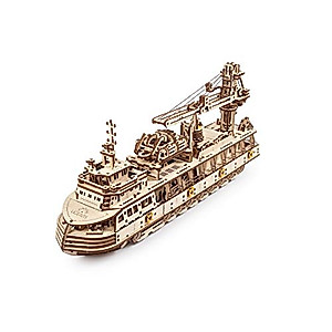 UGEARS 3D Puzzles Research Vessel - DIY Model Ship 3D Idea - Unique and Creative Wooden Mechanical Models - Self Assembly Woodcraft Construction Kits