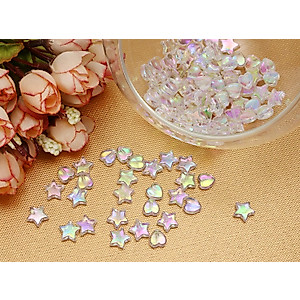 Tupalizy 100PCS Mini Acrylic Beads 9mm Heart Charms and 11mm Star Beads for Jewelry Making Bracelets Necklaces Earrings Key Chains Accessories DIY Crafts Valentine Christmas Birthday Gifts (White)