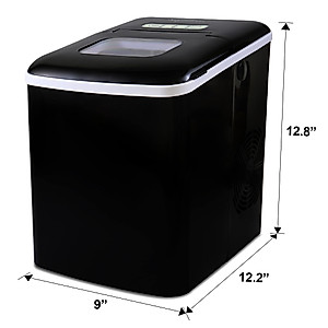 Koolatron Compact Countertop Ice Maker Machine with Digital Controls and LED Indicators, Ice Cubes Ready in 6-8 Minutes, Makes 26 lbs of Ice per Day Best for Parties, Home, Office, Bar (Black)