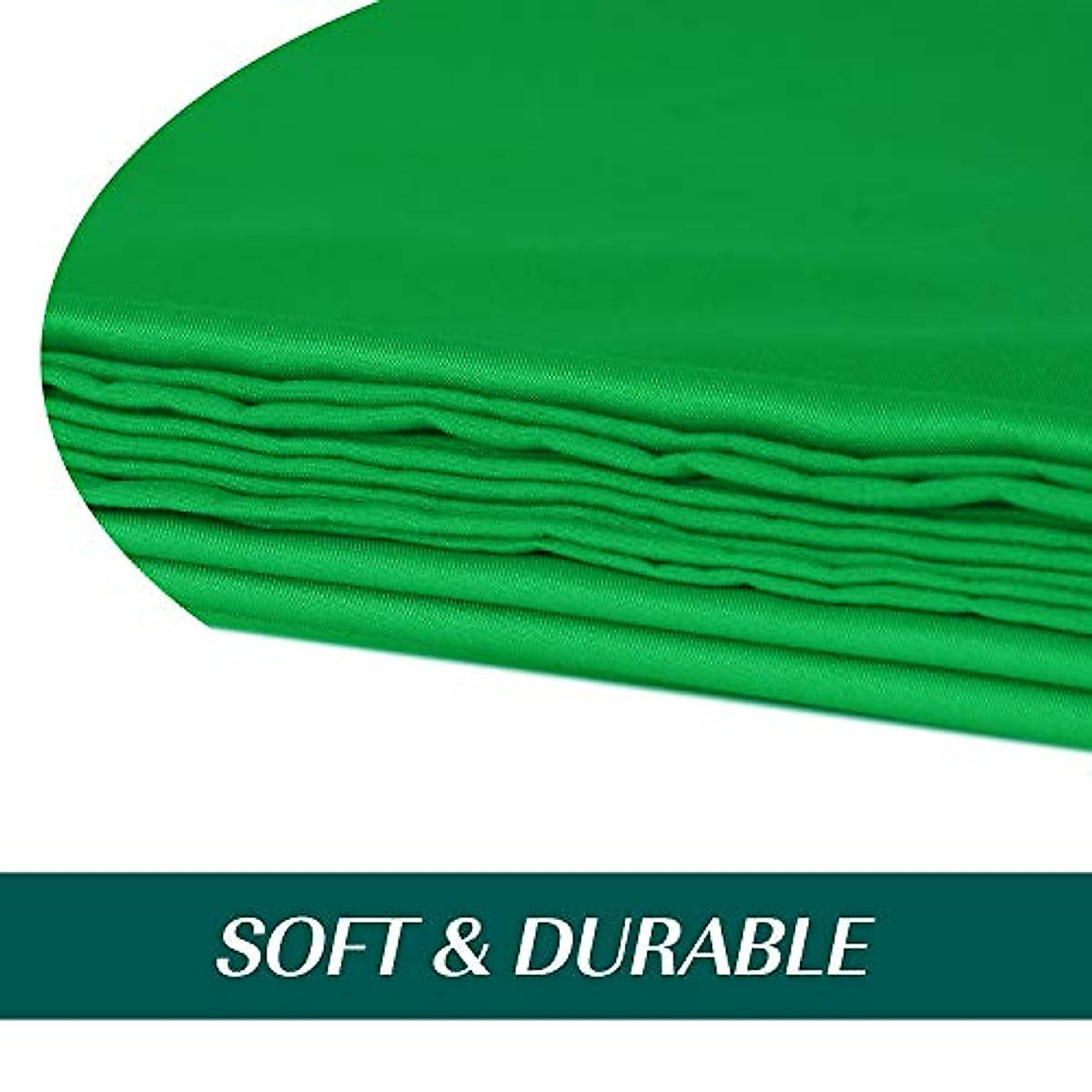 Emart 5x7ft Green Screen Backdrop, Polyester Wrinkle-Resistant Curtain Fabric, Chroma-Key greenscreen Cloth Sheet for Zoom, Including 2 Spring Clamps Suitable for Photoshoot, Interview, Live Stream