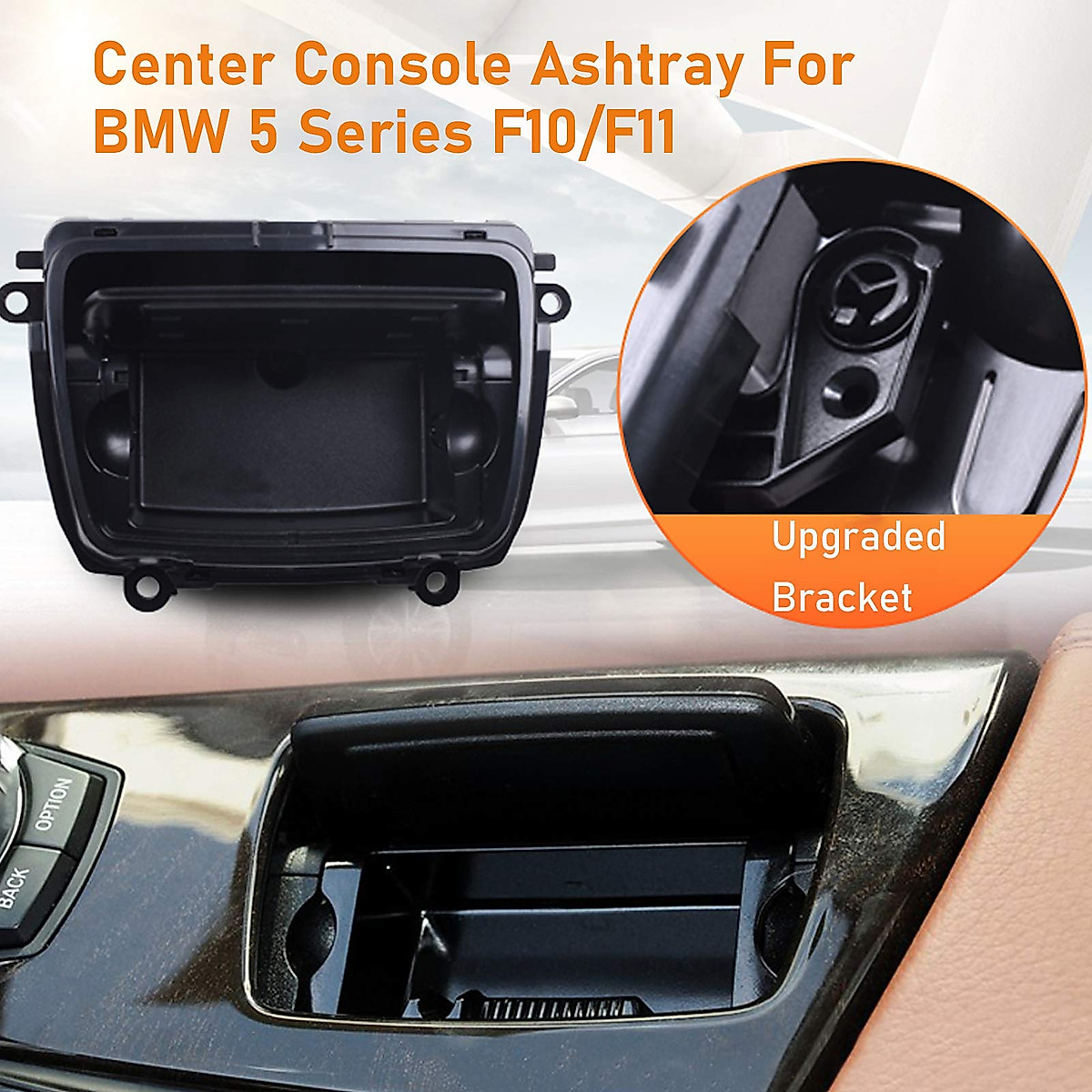 Jaronx for BMW Center Console Ashtray Replacement, Ashtray Case for BMW 5 Series F10 F11 520i 523i 525i 528i 530d 535i-Replace for 51169206347 (Ashtray Insert NOT Included)